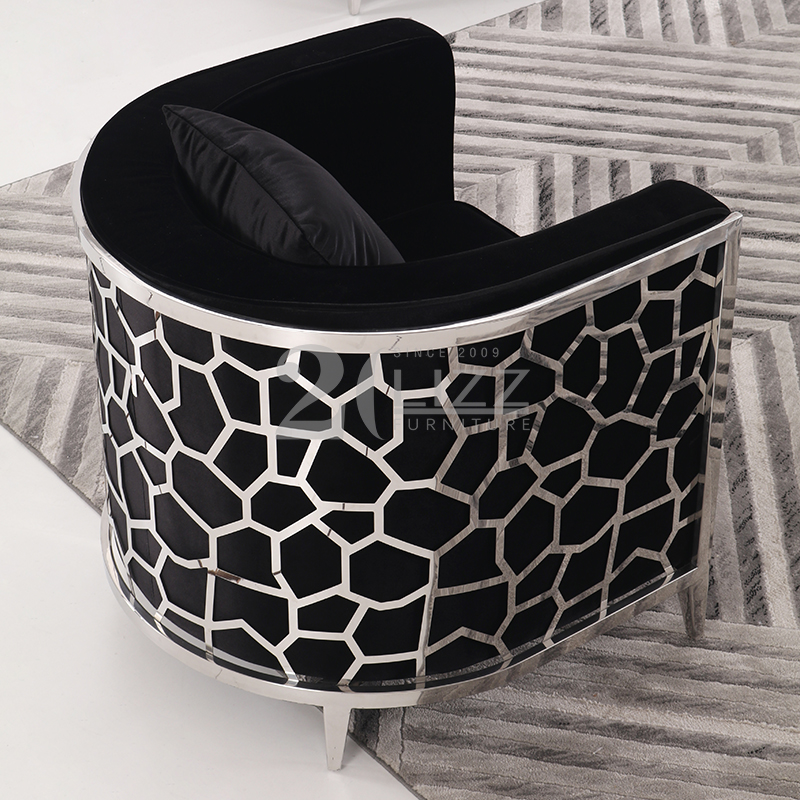 Luxury Gold Stainless Steel Metal Frame Fabric Sofa Set from China ...