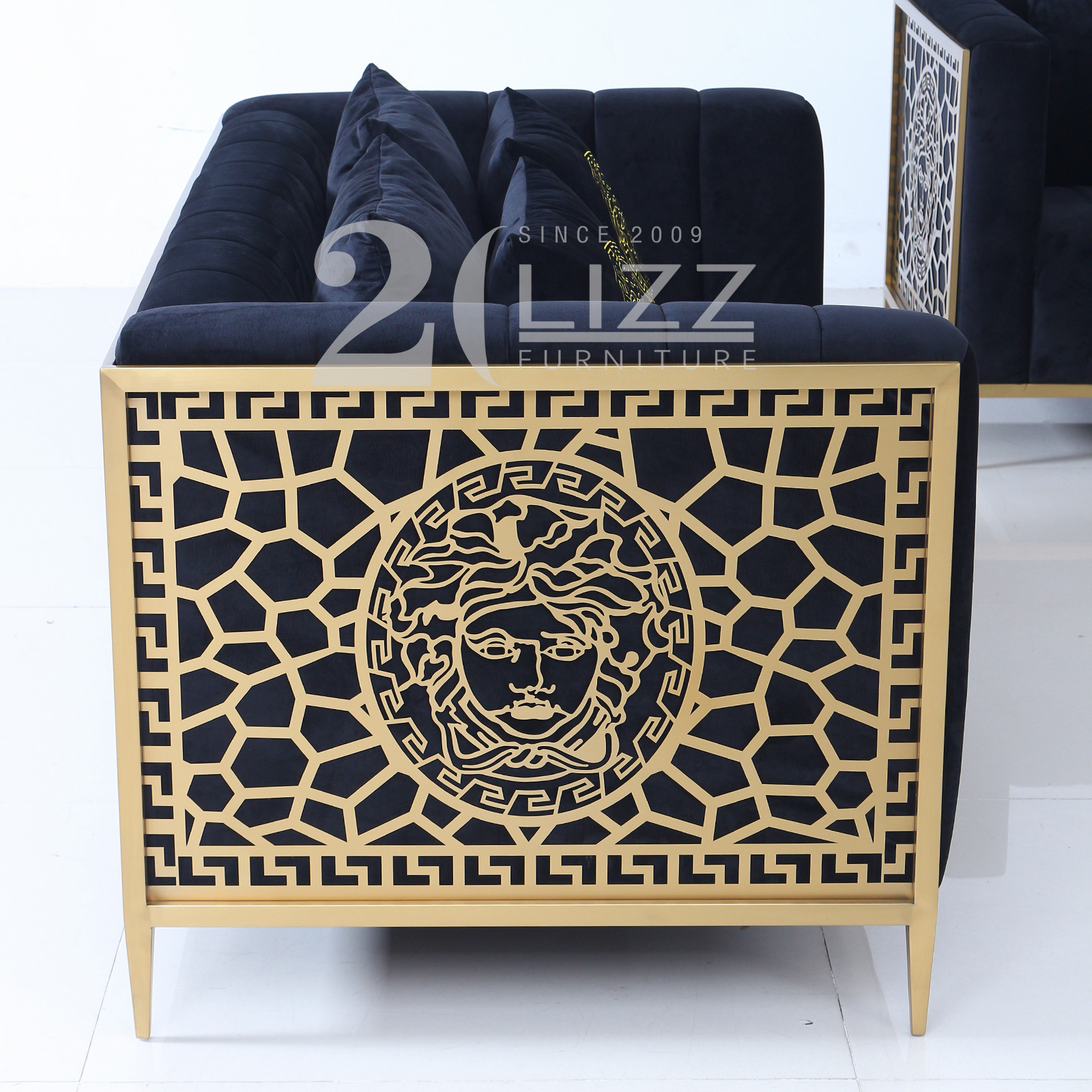 Luxury Brand Gold Stainless Steel Frame Fabric Sectional Sofa from ...